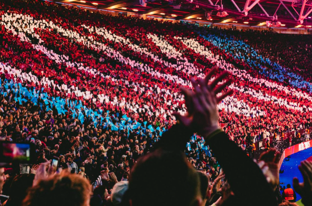 Away Supporters in The Home Crowd At London Stadium